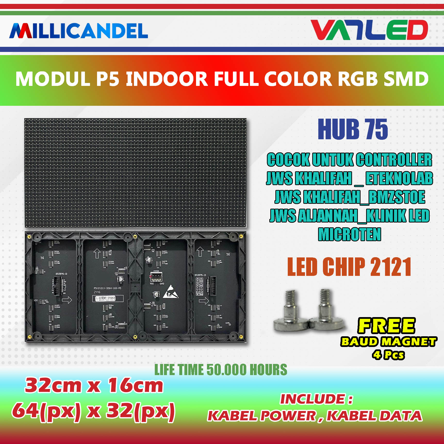 LED PANEL MODUL MODUL P5 RGB SMD FULL COLOR INDOOR | VANLED.NET