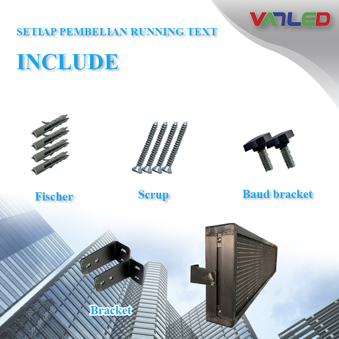 LED RUNNING TEXT OUTDOOR P10 WARNA PUTIH UKURAN 20X164cm | VANLED.NET